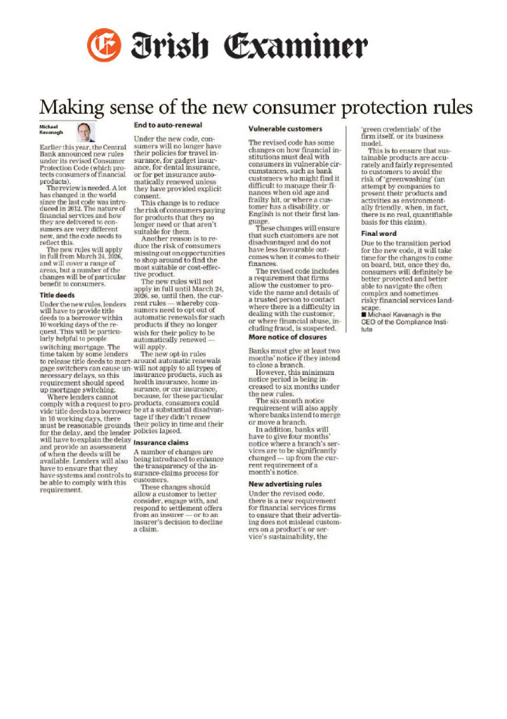 Making Sense of the New Consumer Protection Rules